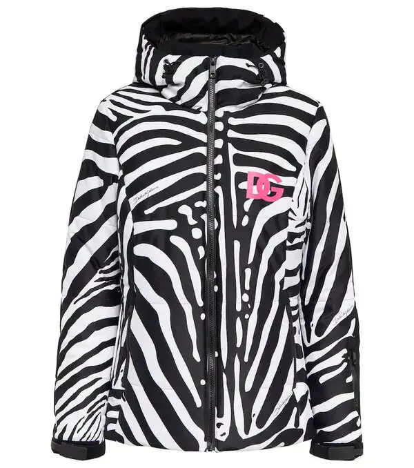 Dolce Gabbana Zebra-Print Ski Jacket In Multicoloured 40% Off