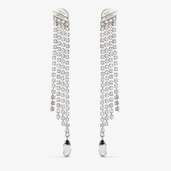 JIMMY CHOO Saeda Fringe Earrings - Silver/crystal