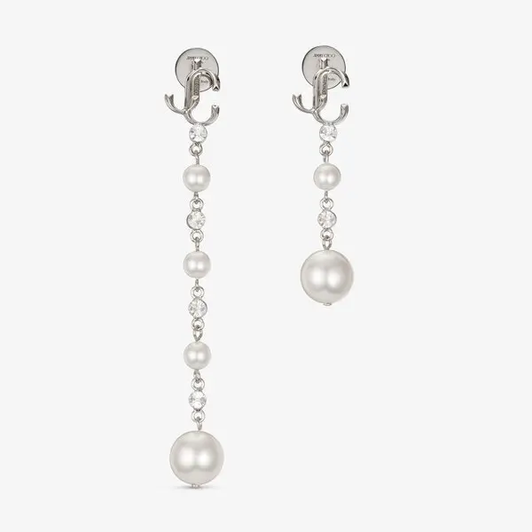 JIMMY CHOO Pearl And Crystal Drop Earrings - Silver/white/crystal