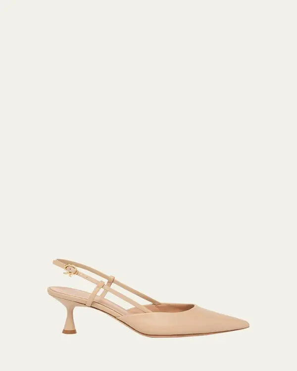 GIANVITO ROSSI Ascent 55 Leather Slingback Pumps - Sand