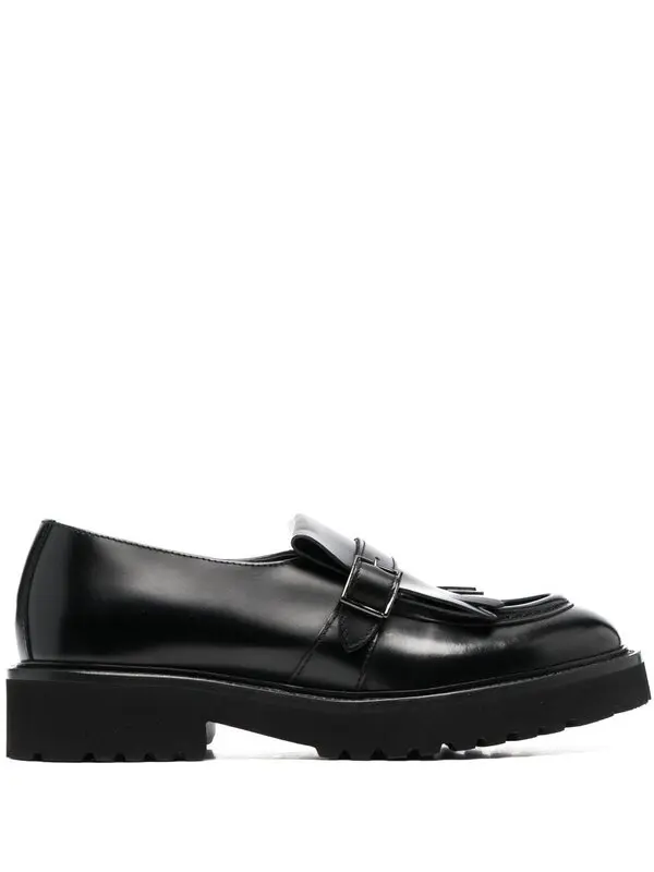 DOUCAL'S Fringed Leather Loafers - Black