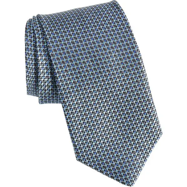 David Donahue Textured Microdot Neck Tie - Charcoal/black