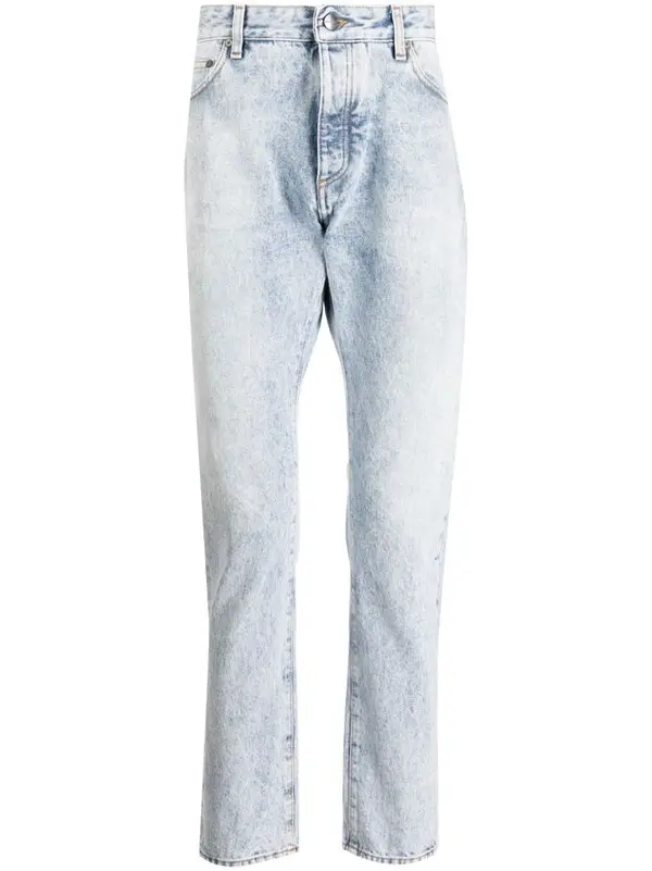 Palm Angels Curved-logo Print Jeans - Blue