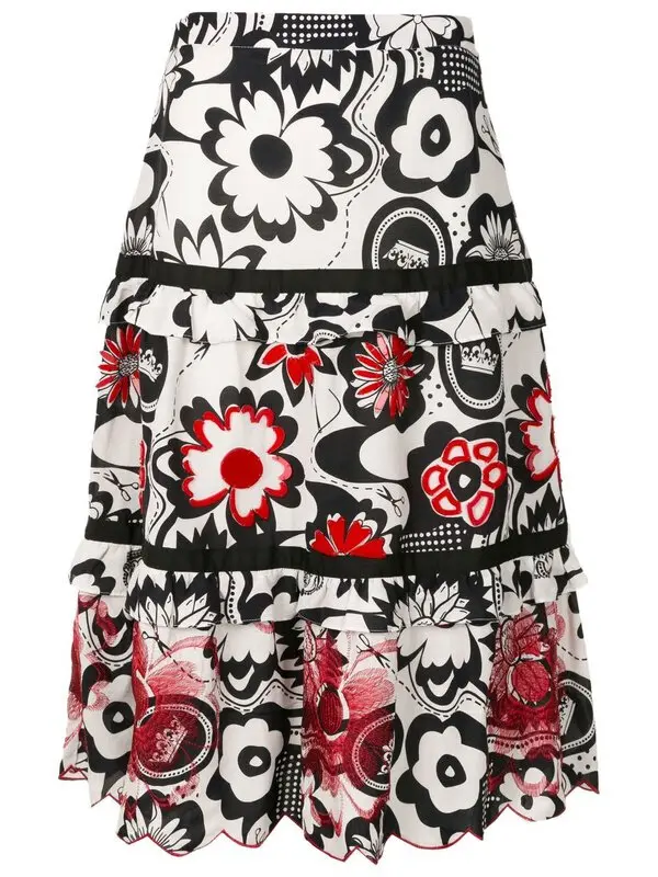 AMIR SLAMA Floral-print Tiered Skirt