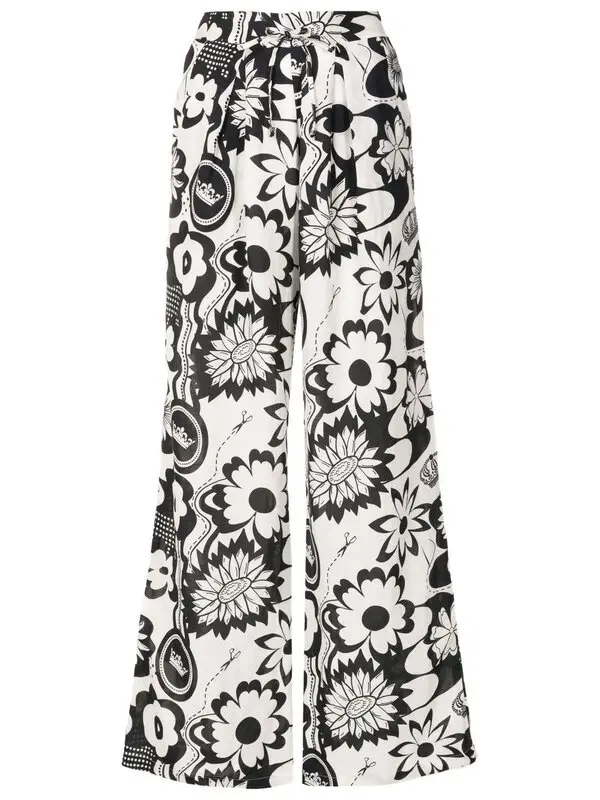 AMIR SLAMA Floral-print Wide-leg Trousers
