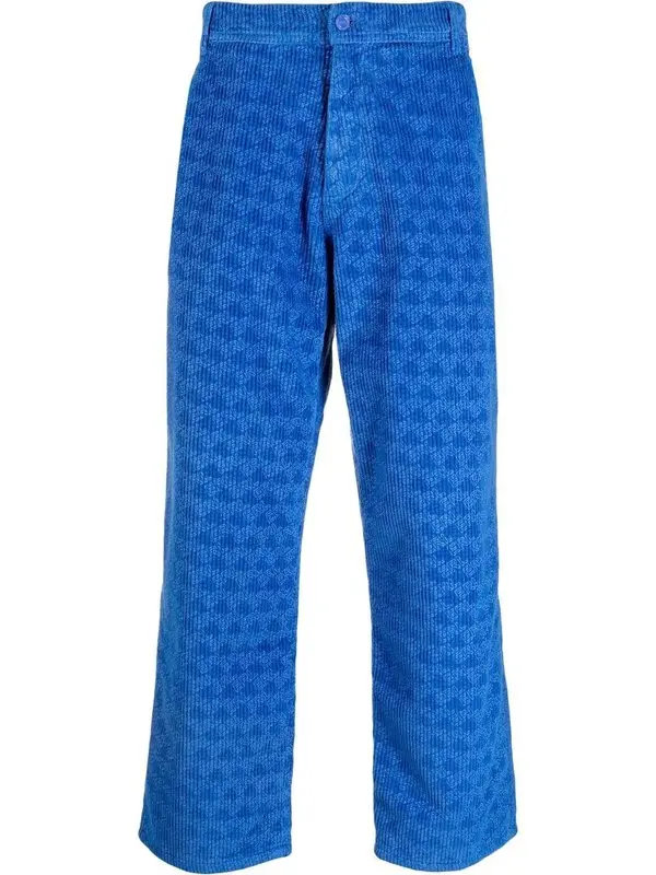 ERL Graphic-print Corduroy Trousers - Blue