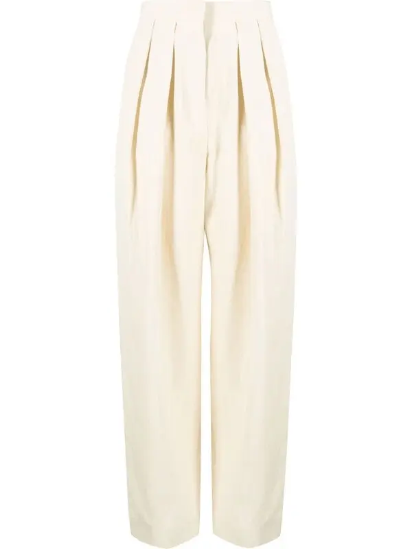 Stella McCartney High-waisted Pleated Trousers - Neutrals