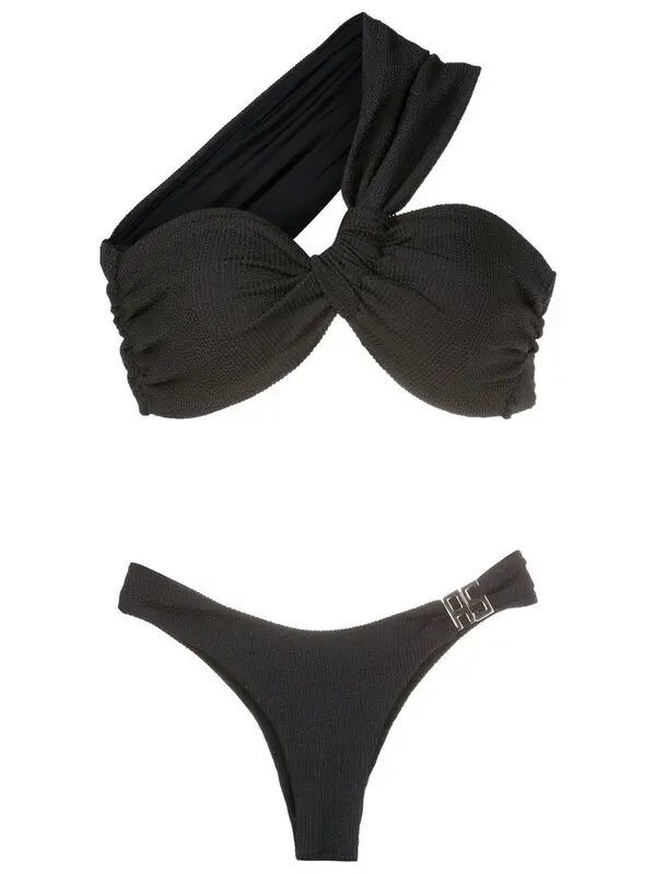 AMIR SLAMA Fine-ribbed One-shoulder Bikini - Black