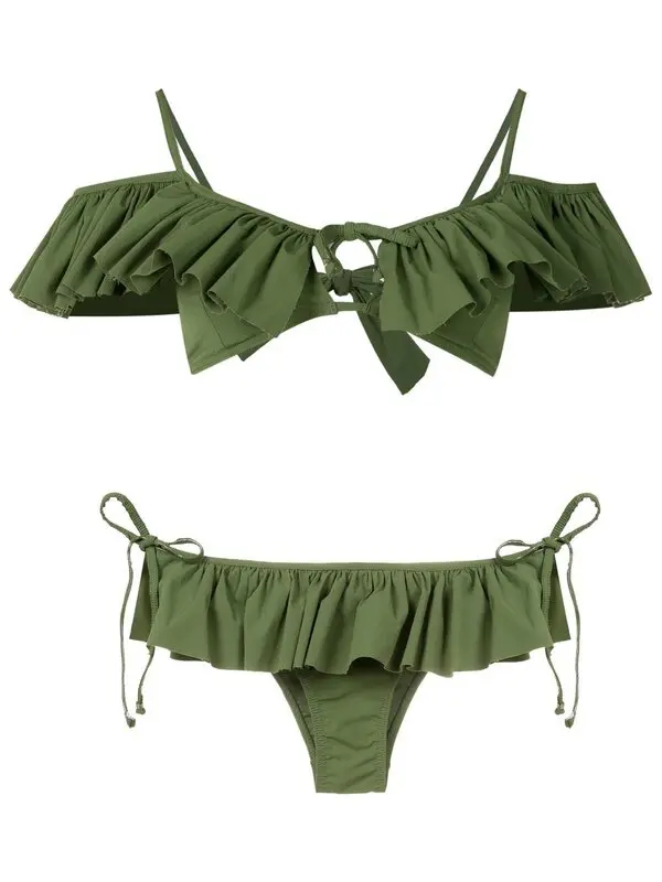 AMIR SLAMA Ruffle-detail Cold-shoulder Bikini