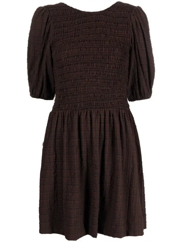GANNI Striped Smocked Mini Dress