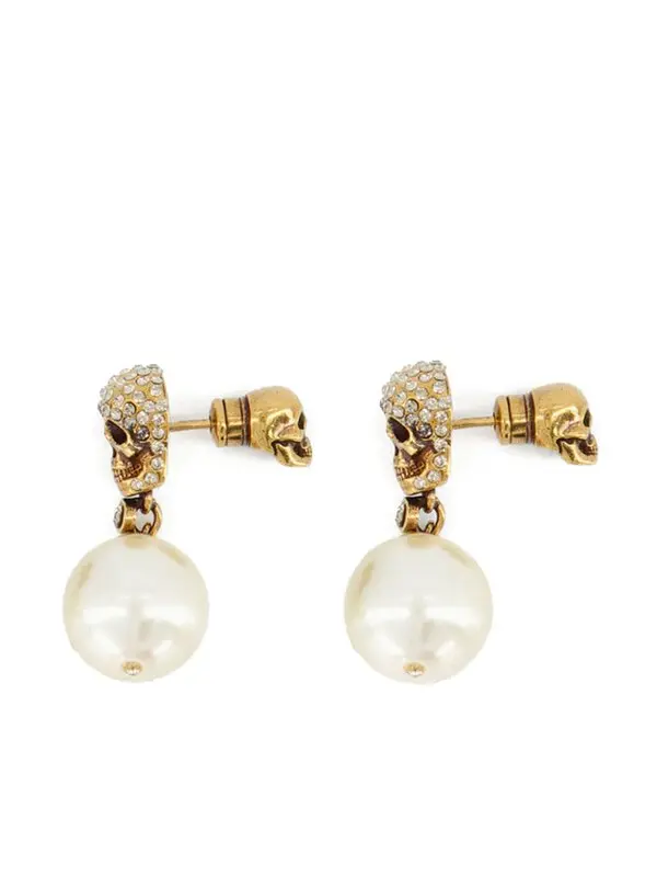 Alexander McQueen Pavé Skull Earrings - Gold