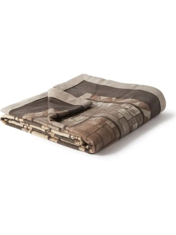 Loro Piana Suede-trimmed Printed Cashmere Blanket