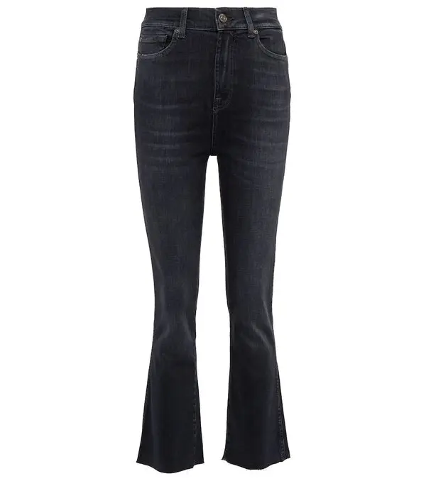 7 For All Mankind Slim Kick High-rise Jeans - Black