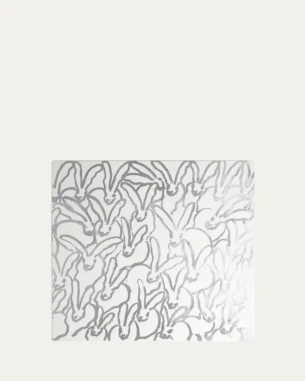 HUNT SLONEM Rabbit Run Silver Leaf And Lacquer Placemat - White/silver