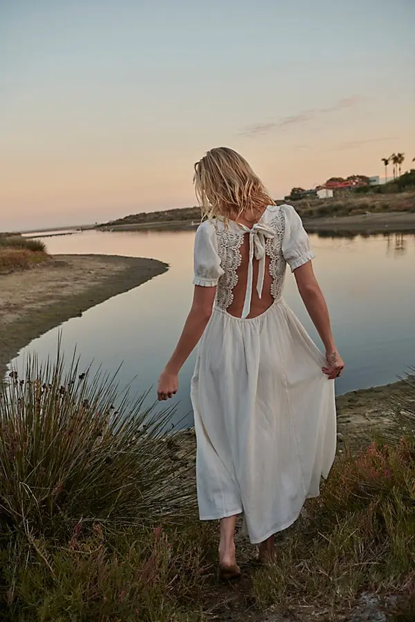 Free People Lace Midi Dress - White