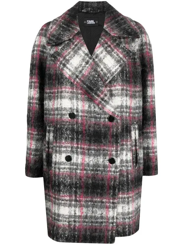 Karl Lagerfeld Check Double-breasted Coat