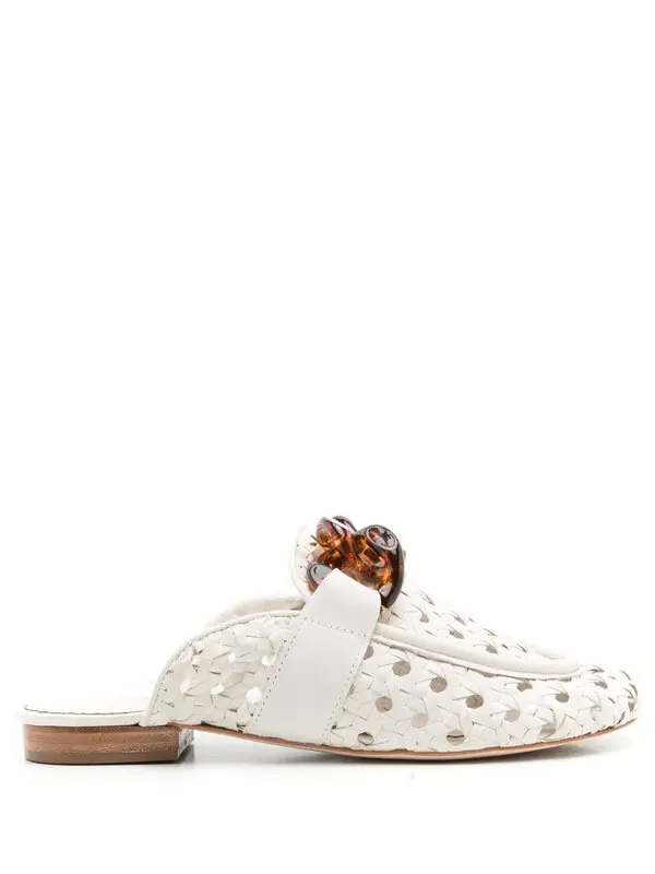 STUDIO CHOFAKIAN Massena Woven Mules - White