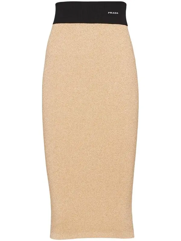 Prada Lamé Midi Skirt