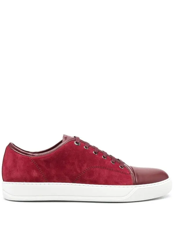LANVIN Panelled Leather Low-top Sneakers - Red