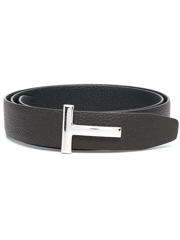 TOM FORD Logo-plaque Leather Belt - Brown