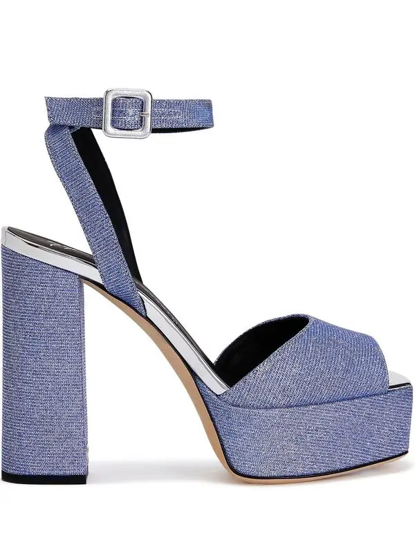 GIUSEPPE ZANOTTI 120mm Betty Glitter Sandals - Blue
