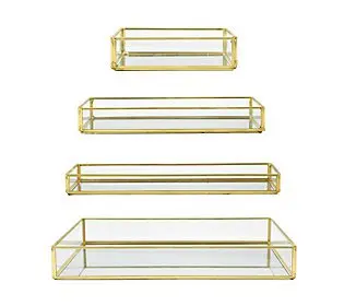 VALERIE PARR HILL Set Of Four Geometic Glass Table Trays Valer Ie