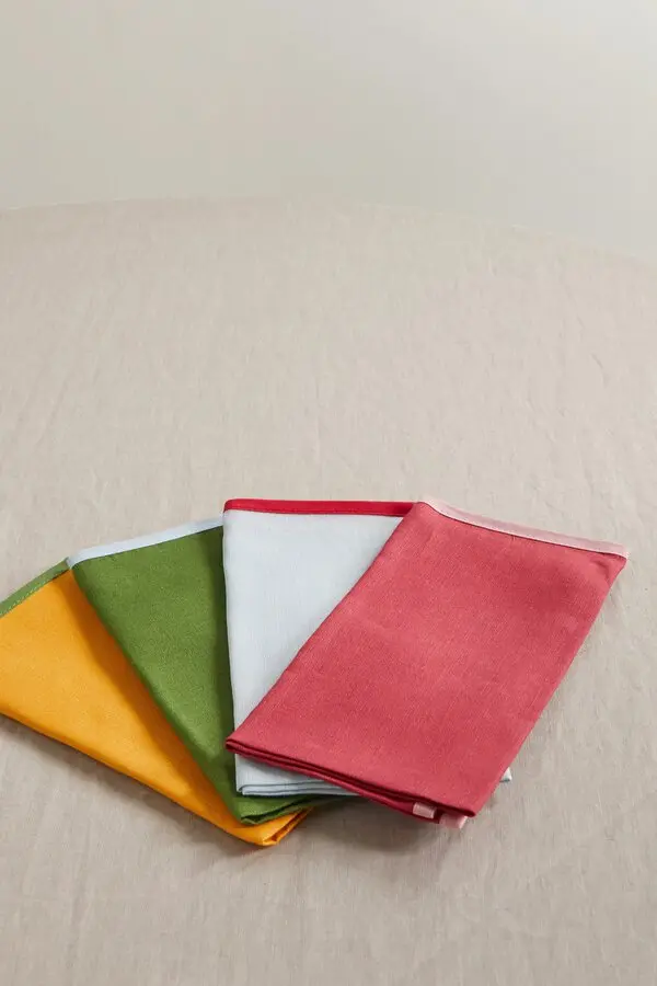 La DoubleJ Set Of Four Large Linen Napkins - Red