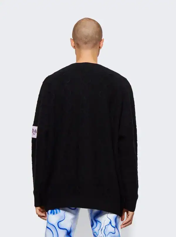 Fred Perry X Raf Simons Oversized Laurel Wreath Jumper In Black