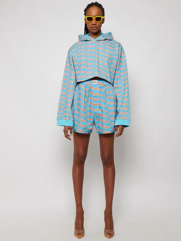 Natasha Zinko Happy Print Hoodie - Blue