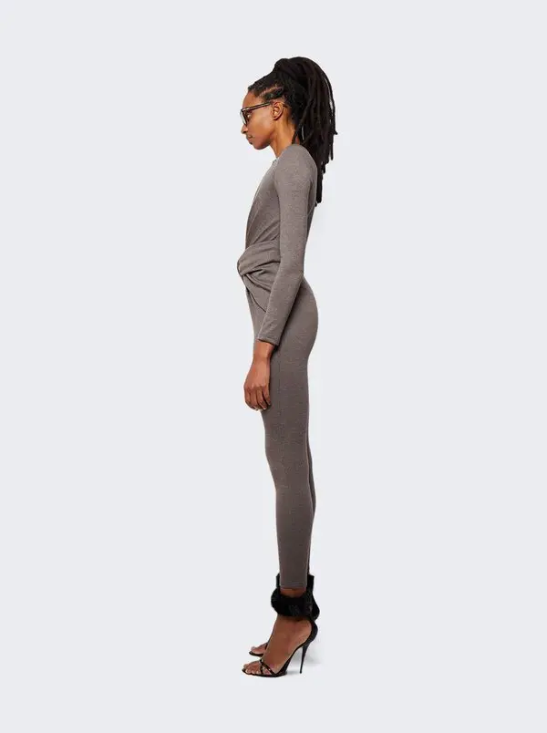 Saint Laurent V-neck Catsuit - Taupe