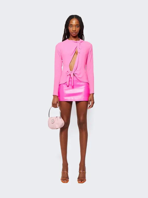 Attico Zelda Long Sleeve Blouse - Neon Fuchsia Pink