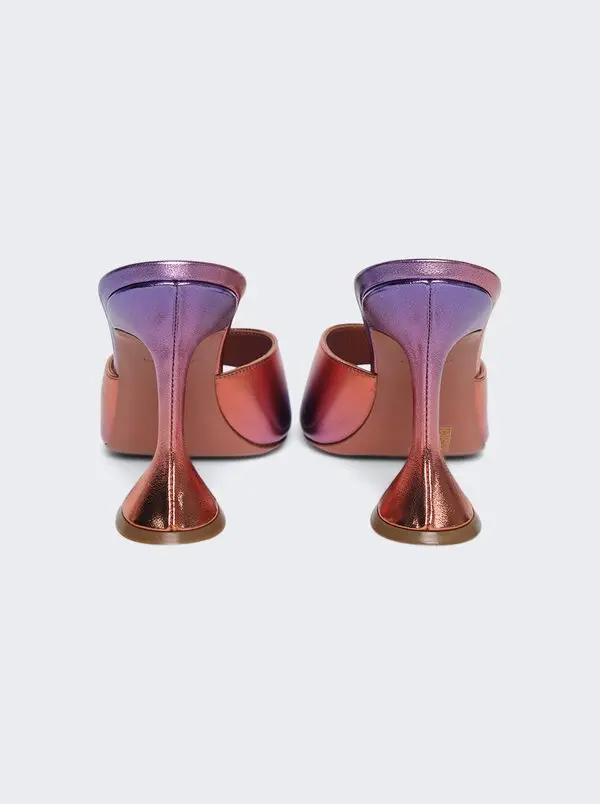 Amina Muaddi Lupita Metallic Leather Slipper Sandals - Sunset Ombre