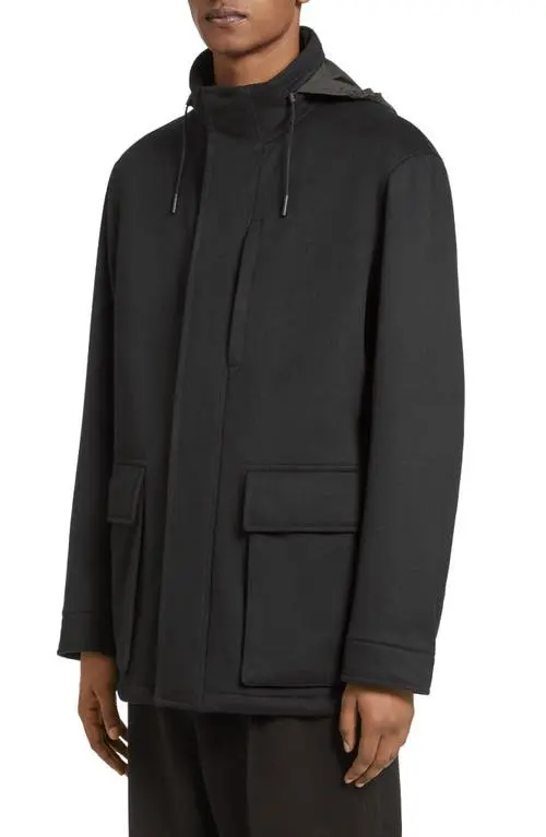 Zegna Oasi Elements Padded Cashmere Field Jacket - Black