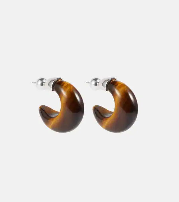 Sophie Buhai Donut Sterling Silver Hoop Earrings With Tiger'S Eye