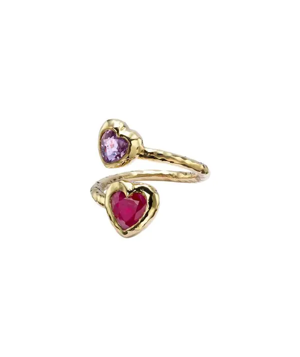 OCTAVIA ELIZABETH Moi And Toi 18kt Gold Ring With Sapphires And Rubies