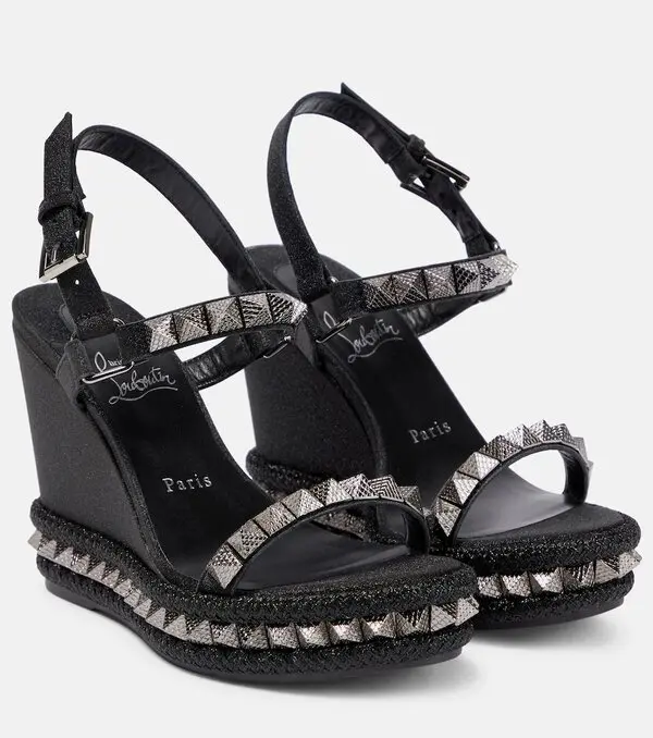 CHRISTIAN LOUBOUTIN Pyraclou Embellished Espadrilles - Black