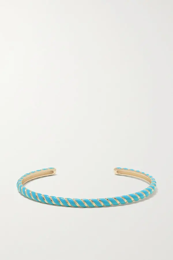Alison Lou Streamer 14-karat And Enamel Cuff - Blue