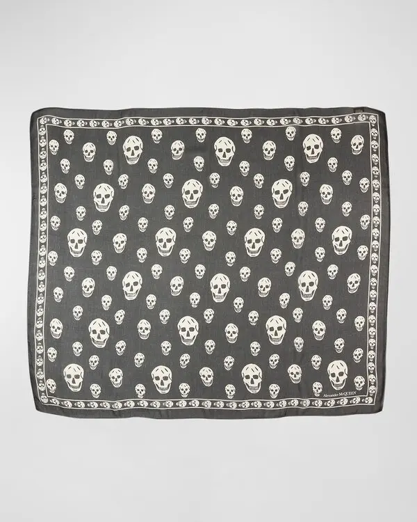 Alexander McQueen Skull Wool Scarf - Black Ivory