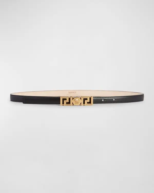 Versace Greca-medusa Leather Belt - Nero Oro Versace