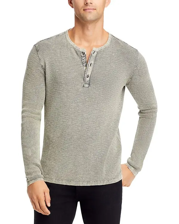 John Varvatos Memphis Waffle Henley - Gray Heather