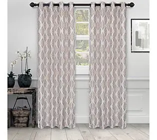 SUPERIOR Venetian Damask Jacquard Curtain Panel Set, 42'x108