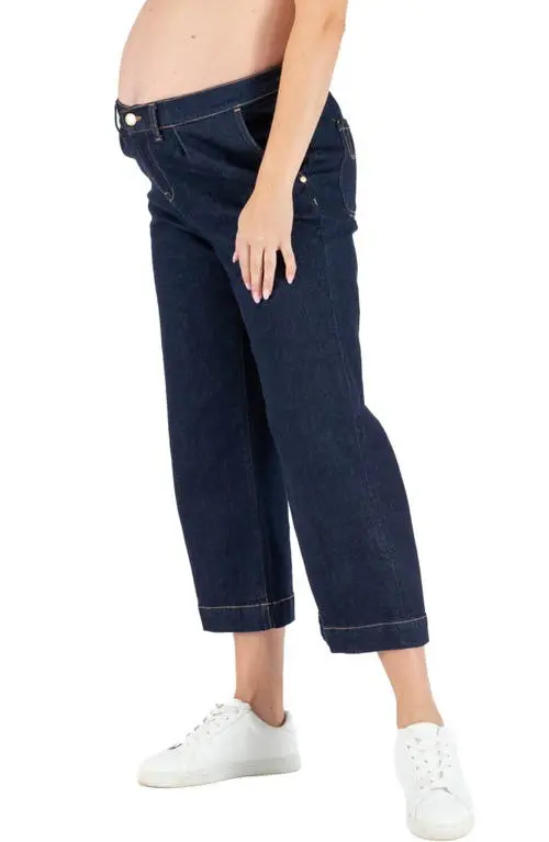CACHE COEUR Jill Crop Wide Leg Maternity Jeans - Dark Blue
