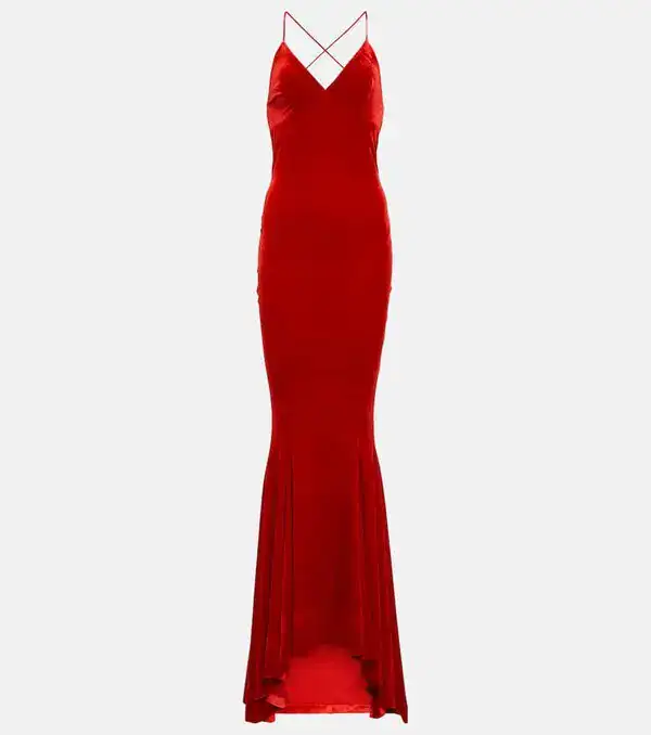 norma kamali red fishtail dress CROSS HALTER FISHTAIL GOWN  Tiger Red  Norma Kamali