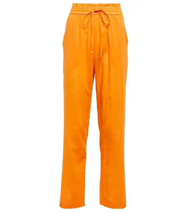 BANANHOT Straight Linen Pants - Orange