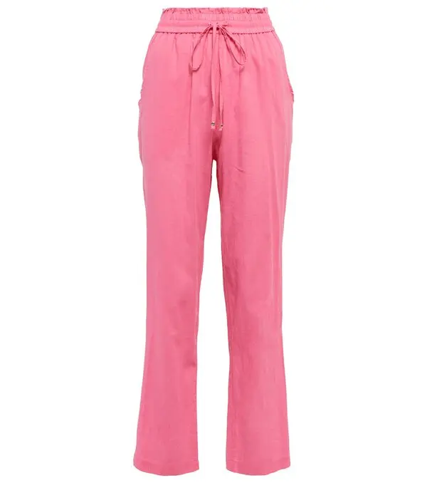 BANANHOT Straight Linen Pants - Pink
