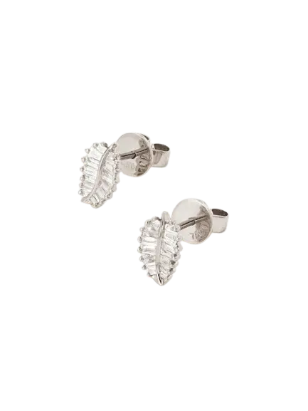 ANITA KO Palm Leaf Small Diamond Earrings - Silver