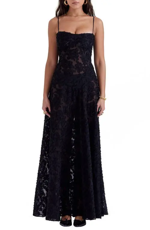 House Of Cb Seren Lace-up Back Gown - Black