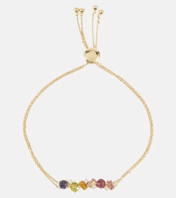 SUZANNE KALAN 14kt Gold Gemstone Chain Bracelet