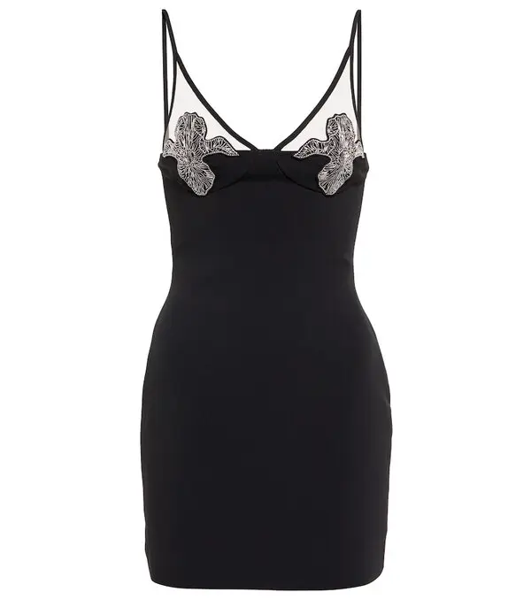 David Koma Mesh-panel Embellished Minidress