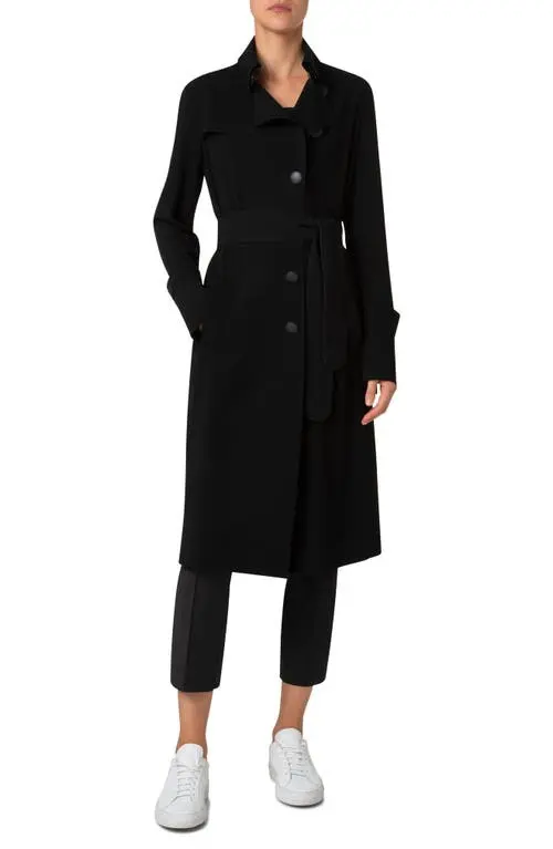 Akris Laser Cut Technical Crepe Trench Coat - Black